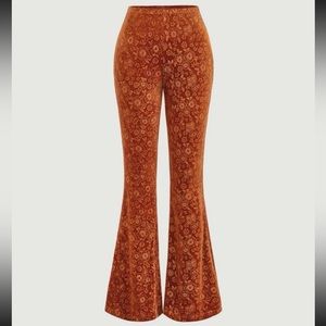 SHEIN | Pants & Jumpsuits | New Rust Burnt Orange Shein M Floral Flower ...